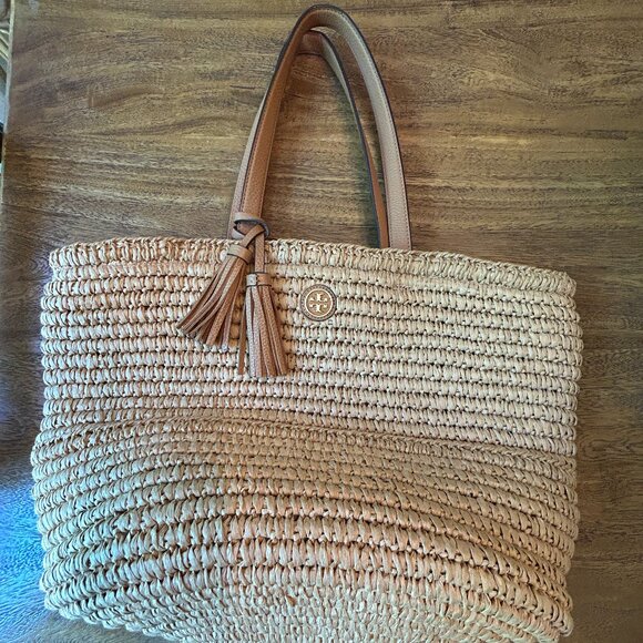Tory Burch | Bags | Tory Burch Raffia Tote | Poshmark